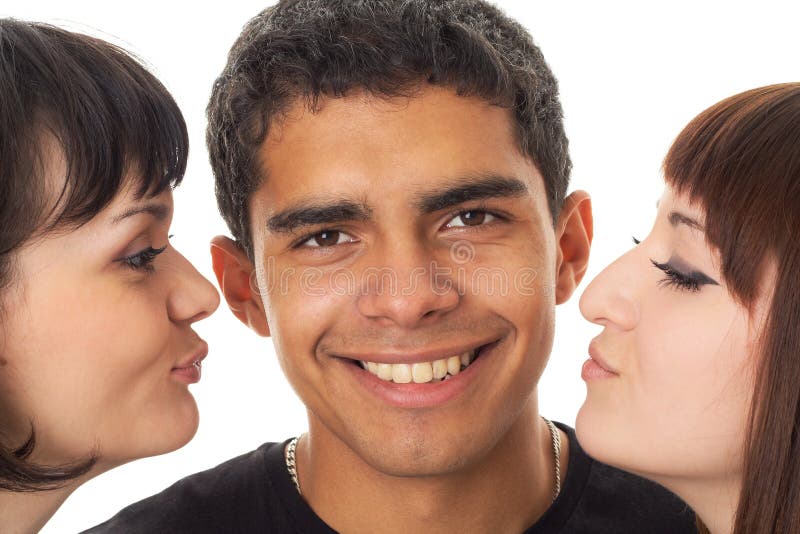 Tres amigos felices foto de archivo. Imagen de belleza - 7596330