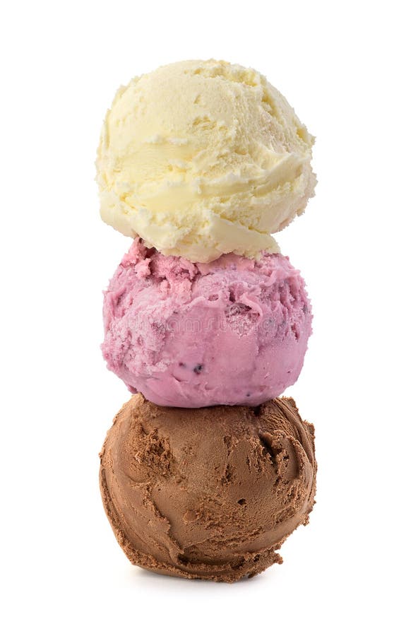 Tres Bolas Del Helado De Vainilla Imagen de archivo - Imagen de aislado ...