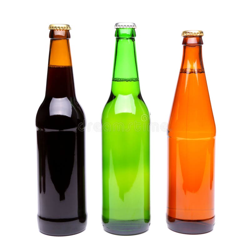 Tres Botellas De Cerveza Ligera Foto de archivo - Imagen de aislado ...