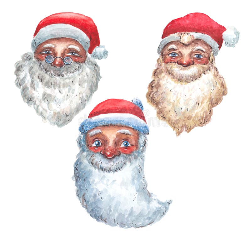 Tres Buenos Y Tal Diversa Santa Claus Stock de ilustración ...