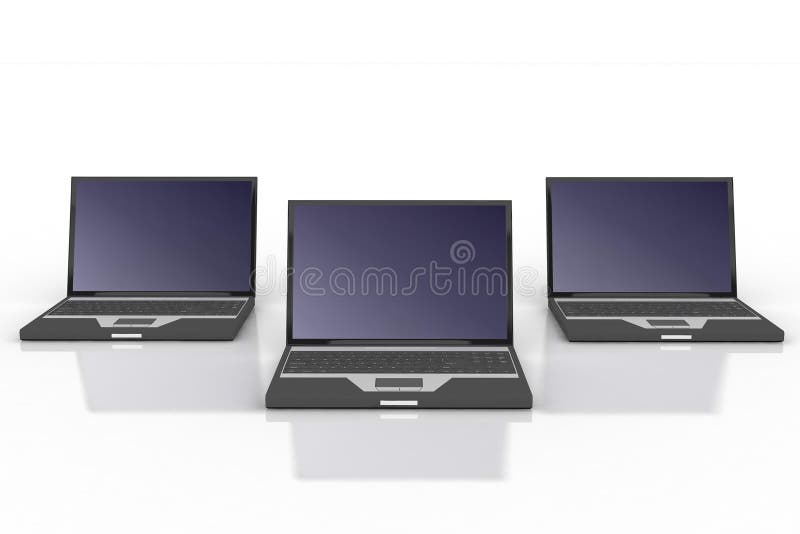 Tres portátiles negros stock de ilustración. Ilustración de espacio ...