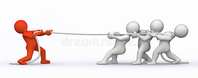 Tres contra uno stock de ilustración. Ilustración de rojo - 6994732