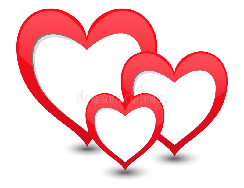 Tres corazones ilustración del vector. Ilustración de etiqueta - 28493666