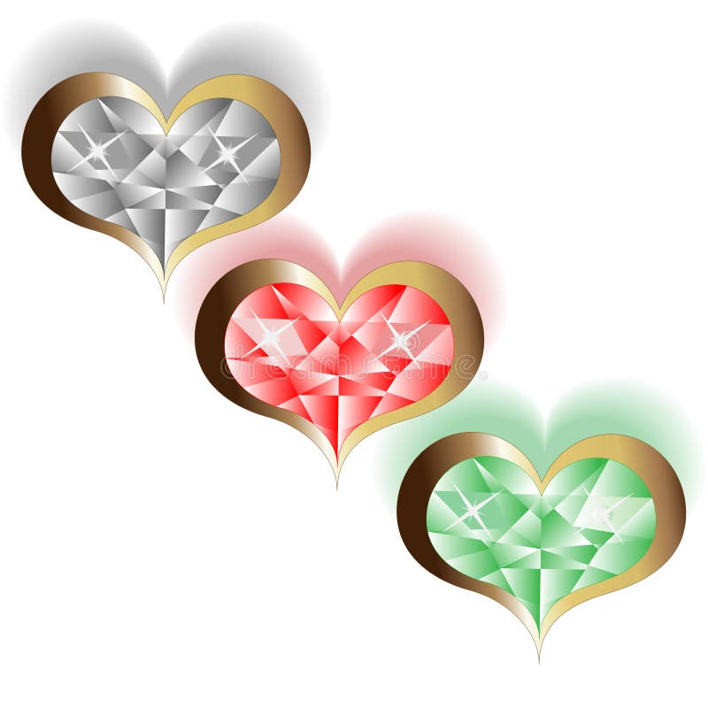 Tres Corazones Brillantes Del Vector Ilustración del Vector ...