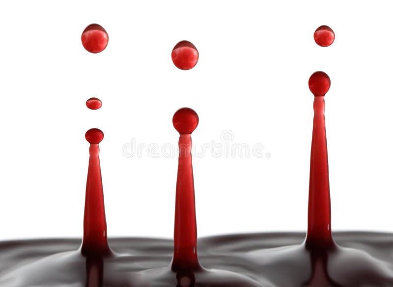 Tres gotas del agua roja imagen de archivo. Imagen de chapoteo - 7088631