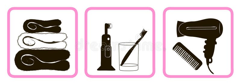 Tres Iconos En Cuidado Personal Ilustración del Vector - Ilustración de ...