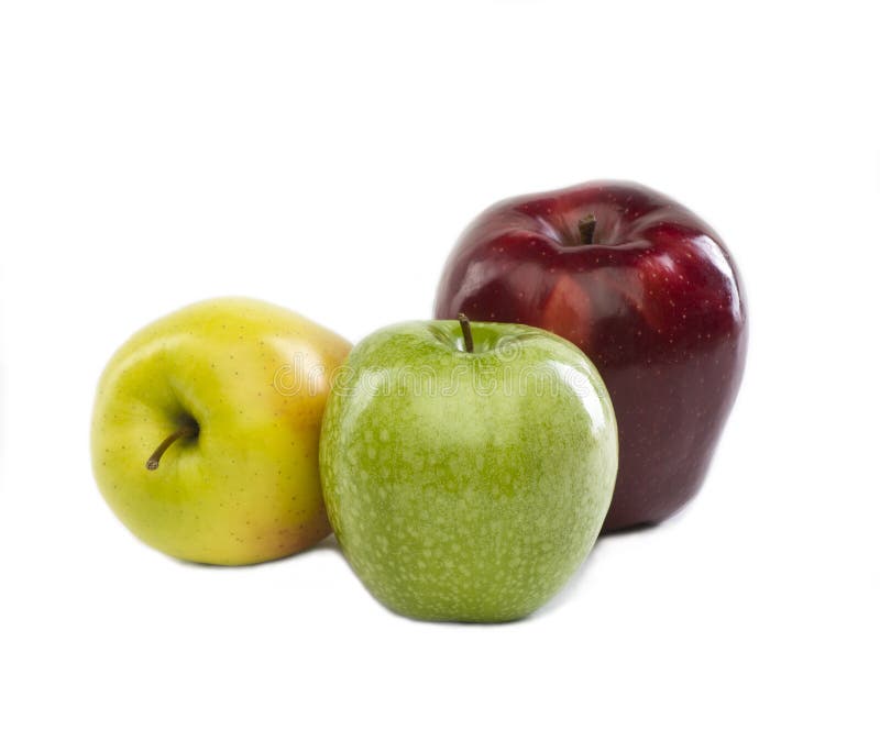 Tres Manzanas De Diversos Colores Imagen de archivo - Imagen de cierre ...