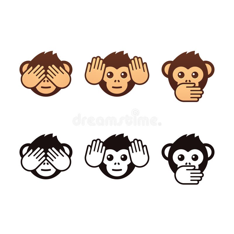 TRES MONOS SABIOS ilustración del vector. Ilustración de motivador ...