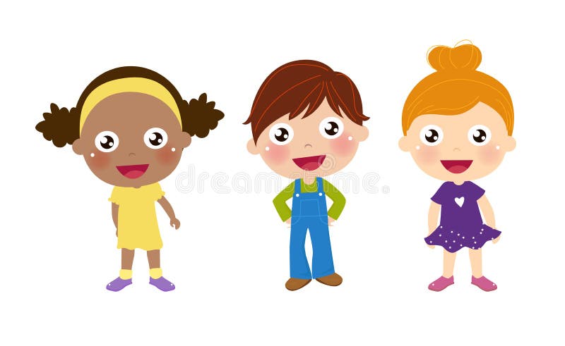 Tres niños ilustración del vector. Ilustración de feliz - 35297050
