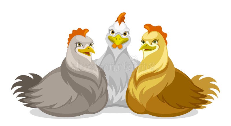 Tres pollos ilustración del vector. Ilustración de pico - 70618915