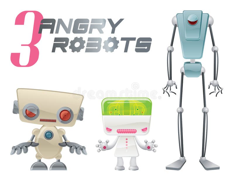 Tres robots enojados ilustración del vector. Ilustración de enojado ...