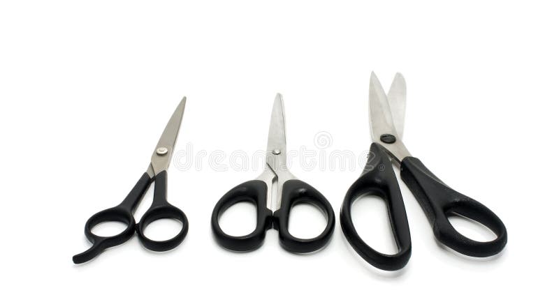 Tres tijeras negras imagen de archivo. Imagen de aislado - 11985223