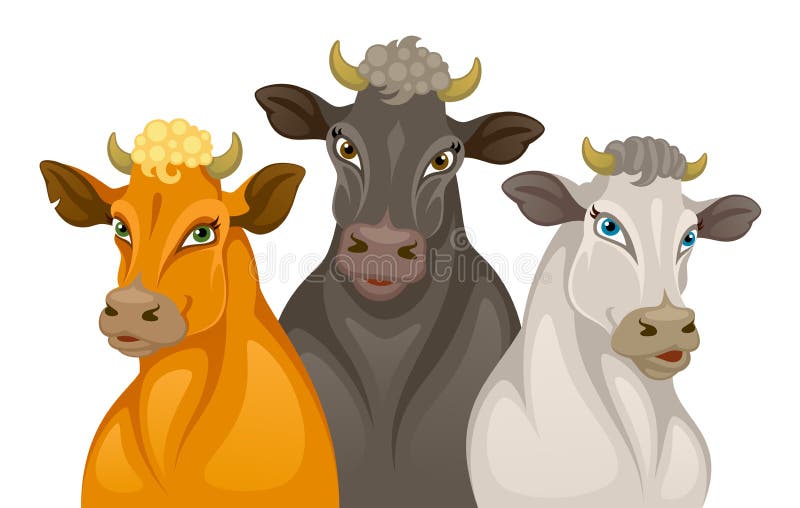 Tres vacas ilustración del vector. Ilustración de standing - 17746461