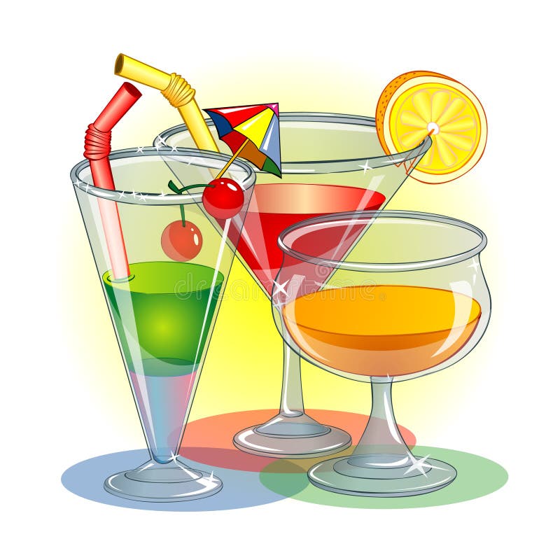 Tres vidrios con el coctel ilustración del vector. Ilustración de vodka ...