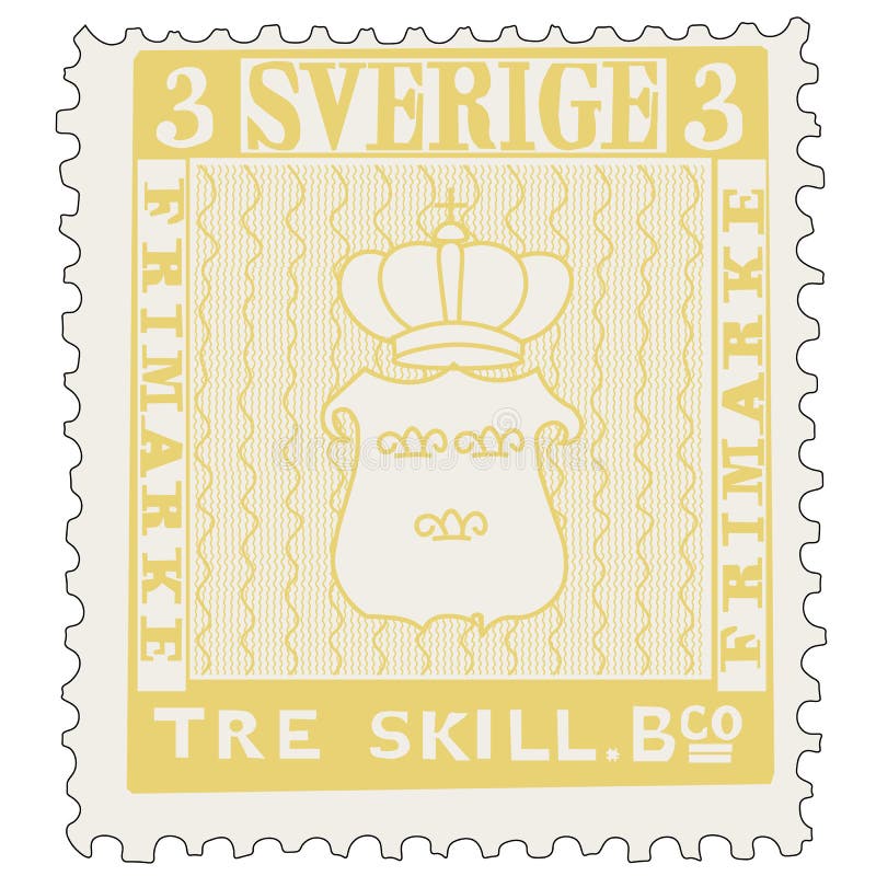 Treskilling Yellow. Expensive Postage Stamp Stock Vector - Illustration ...