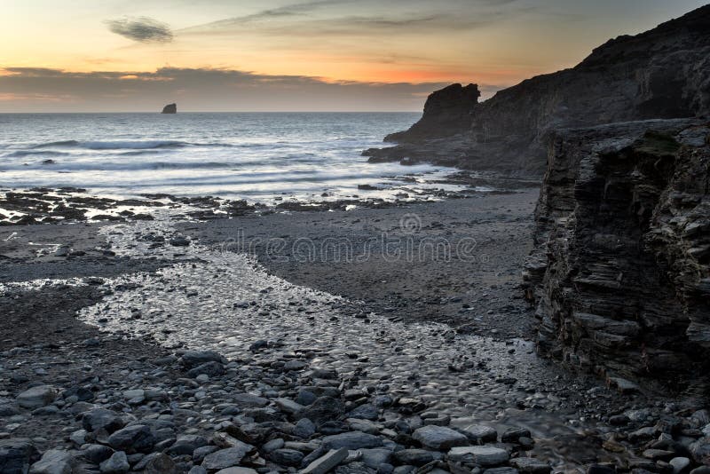 Trevellas Coombe Beach in St Agnes in Cornwall Stock Image - Image of ...