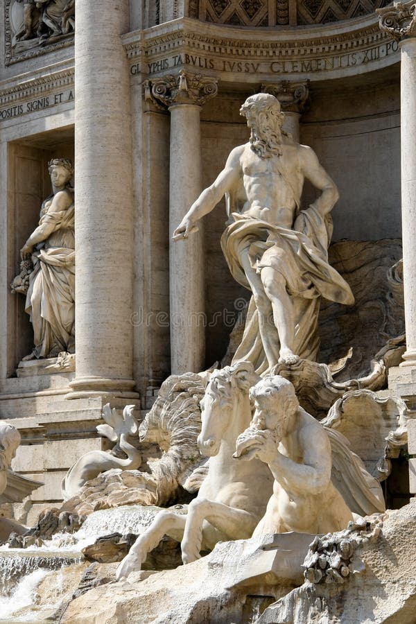 Trevi Fountain Close Up Pool Night Rome Italy Stock Image - Image of ...
