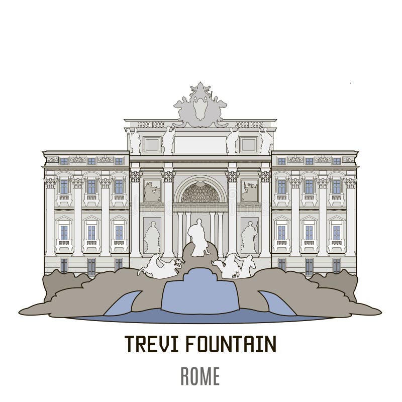 Trevi Fountain, Rome stock vector. Illustration of column - 77012281