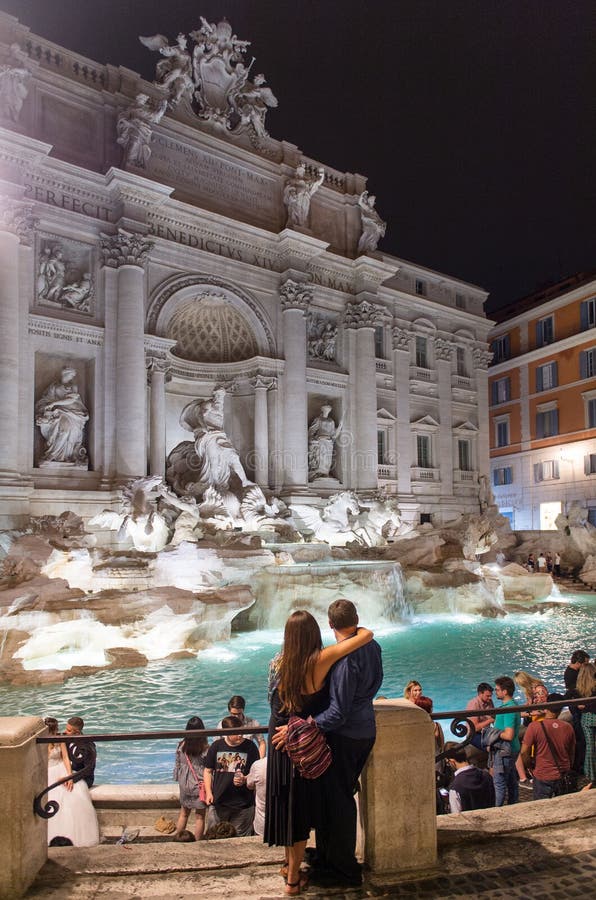 Rome Travel - Couple In Love At Trevi Fountain Stock Image - Image of ...