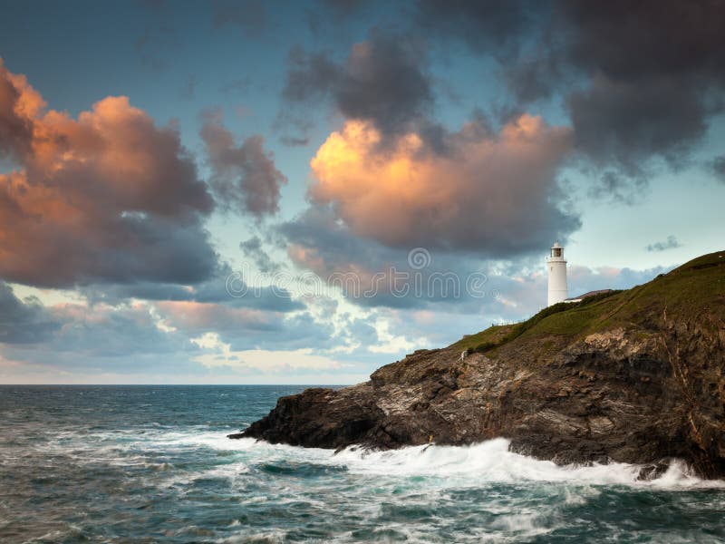 Trevose Head Lighthouse in England with a Beautiful View of an Ocean ...