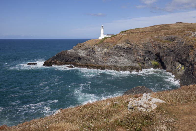 Trevose Head Lighthouse Cornwall Stock Image - Image of coast ...