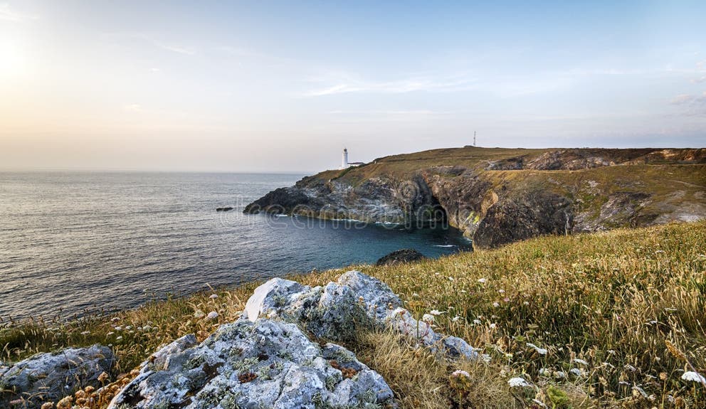Trevose Head Lighthouse in Cornwall Stock Photo - Image of landscape ...