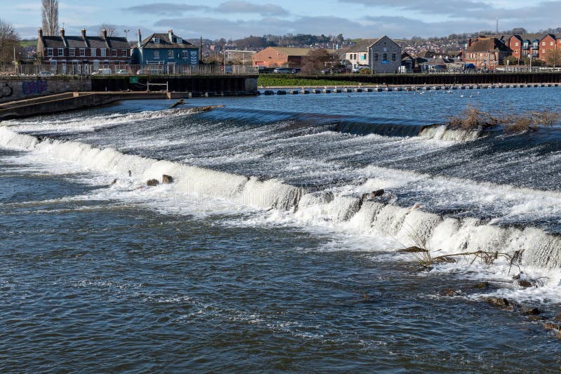 Trews Weir on the River Exe Stock Image - Image of landscape, canal ...