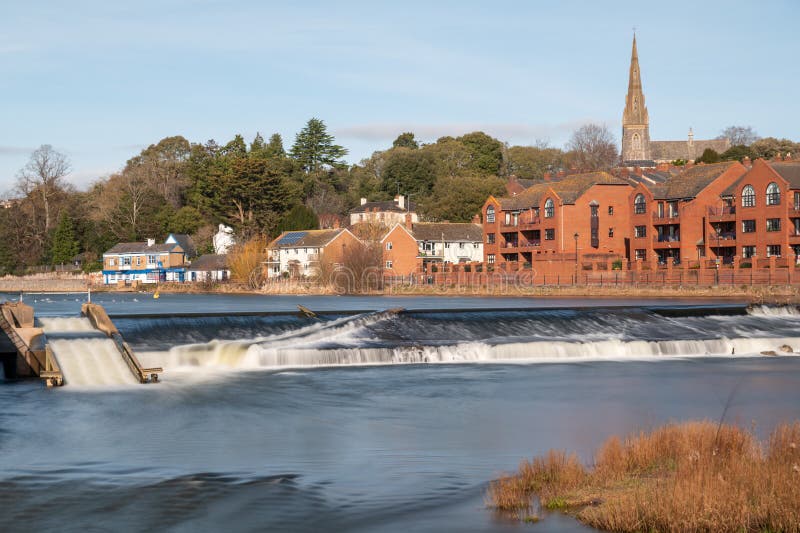Trews Weir on the River Exe Editorial Image - Image of city, river ...