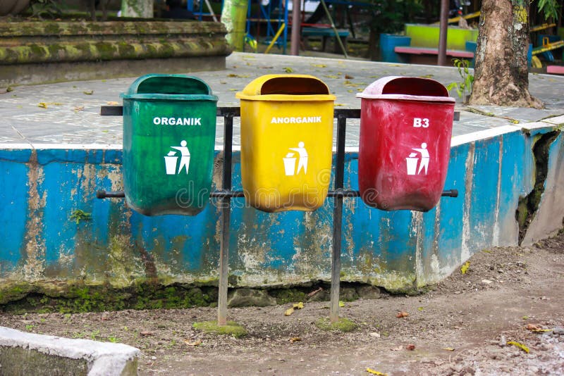 Tri-colored Bins for a Variety of Different Waste, Organic, Non-organic ...