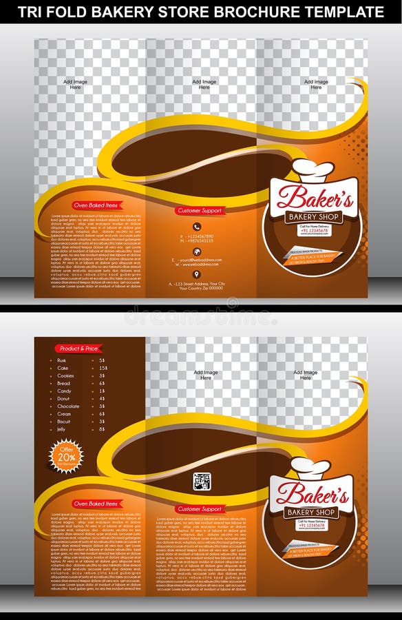 Tri Fold Bakery Store Brochure Template Â Stock Vector - Illustration ...