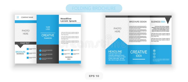 Tri-fold Blue Corporate Brochure Design. Vector Graphics Stock Vector ...