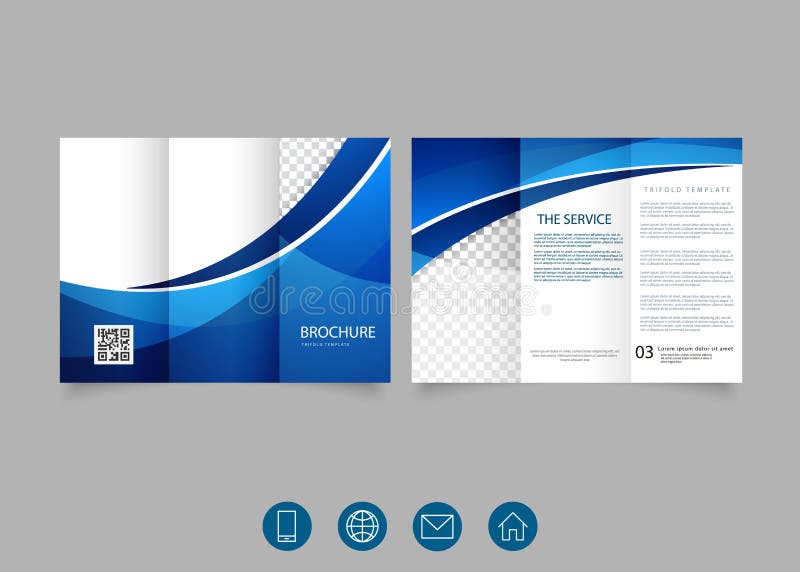 Tri Fold Brochure with Blue Waves. Creative Fold Brochure, Marketing ...