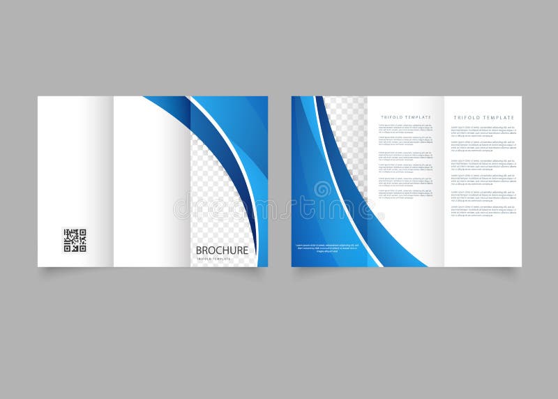 Tri-fold Blue Corporate Brochure Design. Vector Graphics Stock Vector ...