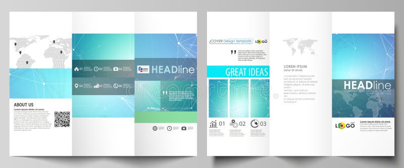 Tri-fold Brochure Business Templates on Both Sides. Abstract Vector ...