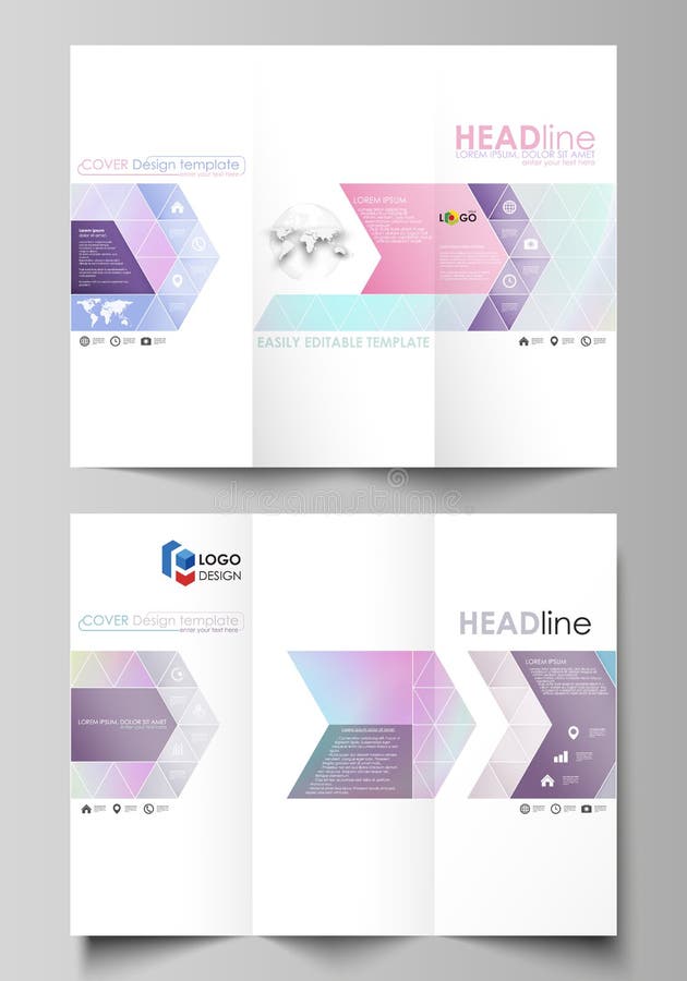 Tri-fold Brochure Business Templates on Both Sides. Abstract Vector ...