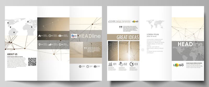 Tri-fold Brochure Business Templates on Both Sides. Abstract Vector ...
