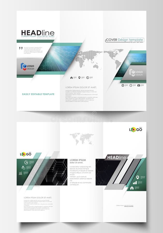 Tri-fold Brochure Business Templates on Both Sides. Easy Editable ...