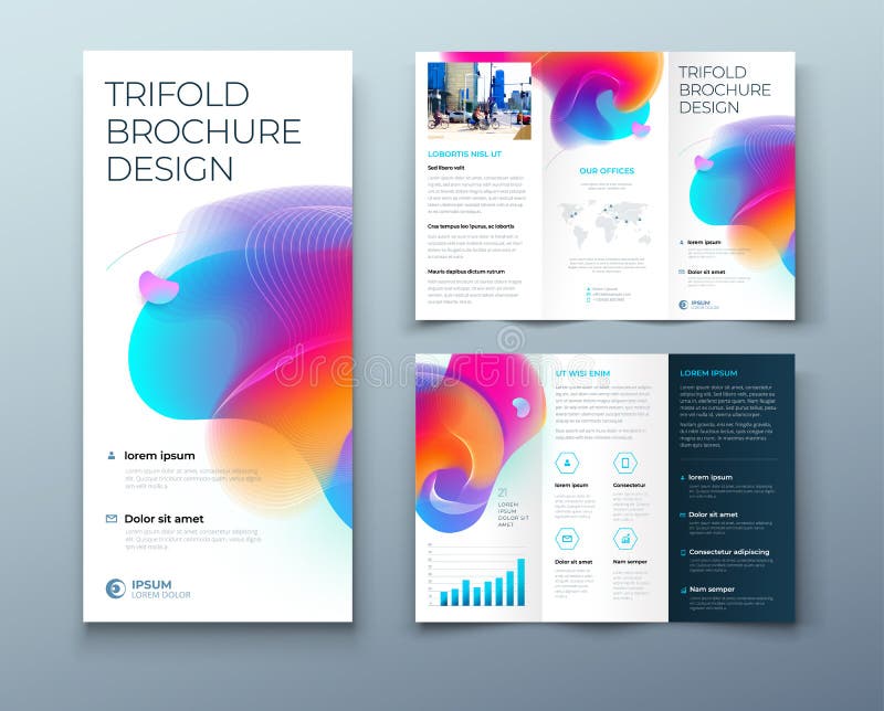 Tri Fold Brochure Design with Liquid Abstract Element. Corporate ...