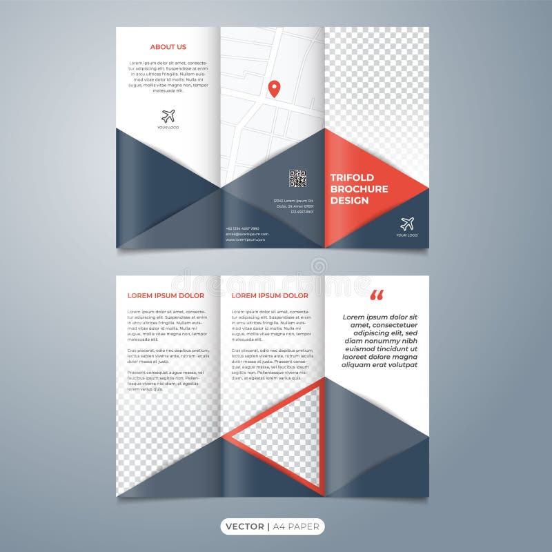 Tri Fold Brochure Design Template with Geometric Style Vector Stock ...