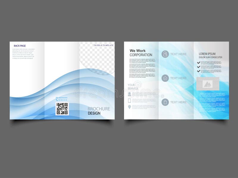 TRI-FOLD Brochure with Light Blue Waves. Blue Motion Tri-fold Brochure ...