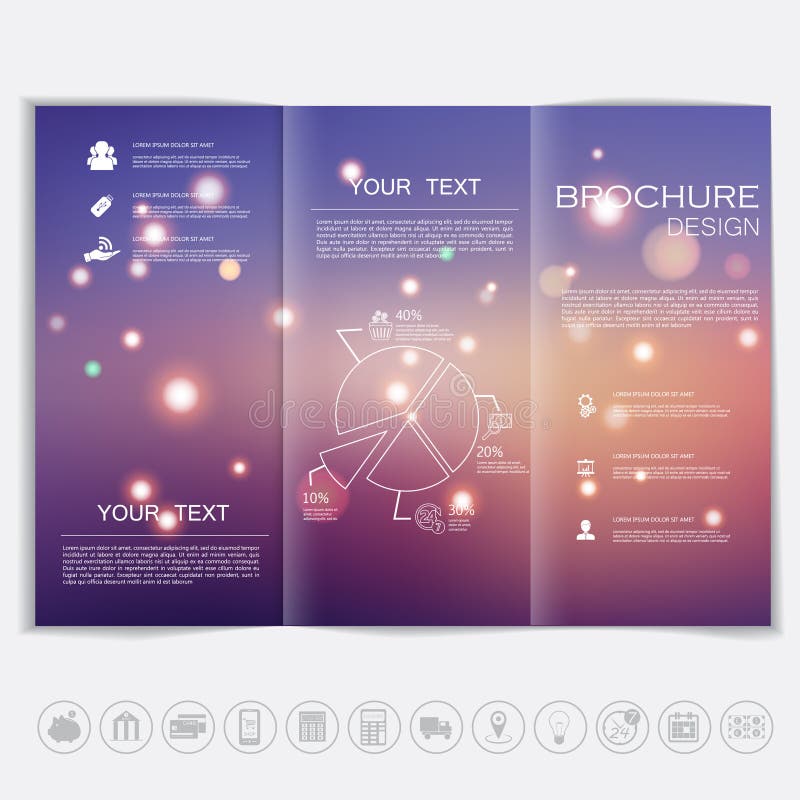 Tri-Fold Brochure Mock Up Vector Design. Polygonal Background with ...