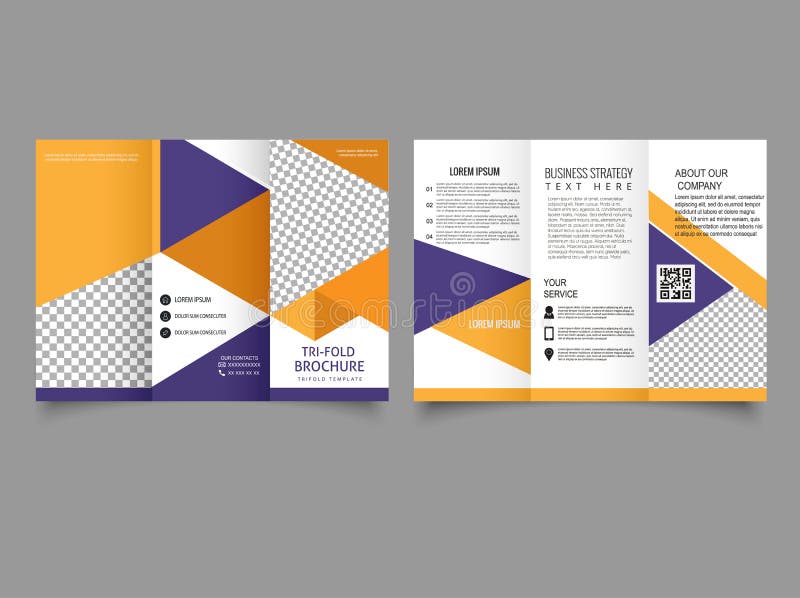 Tri Fold Brochure Template Design with Triangles Stock Vector ...