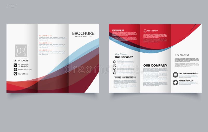 Tri-fold Brochure Template in Material Design Style. Flyer for ...