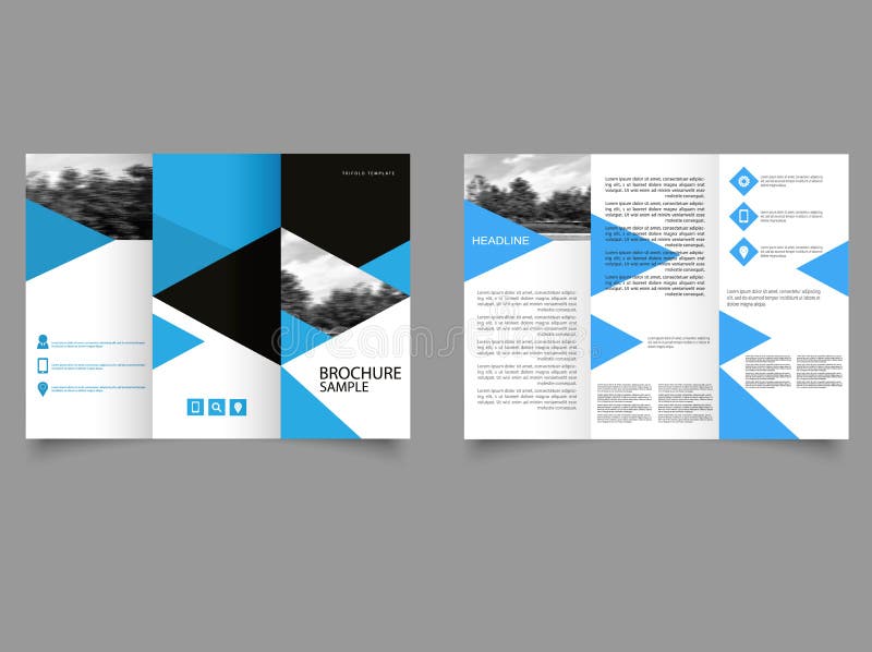Blue Triangle Business Trifold Brochure Leaflet Flyer Report Template ...
