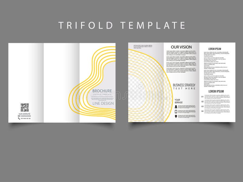 Tri-fold Brochure with Yellow Lines. Minimal Design. Stock Vector ...