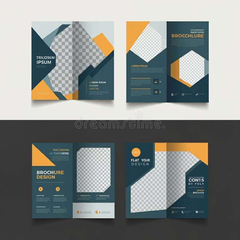 Tri-fold Brochures with a Modern Design Featuring a Combination of Dark ...