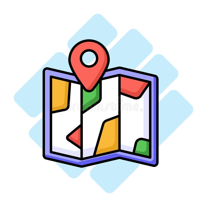 Tri Fold Chart with Location Pointer, Trendy Icon of Map Location Stock ...