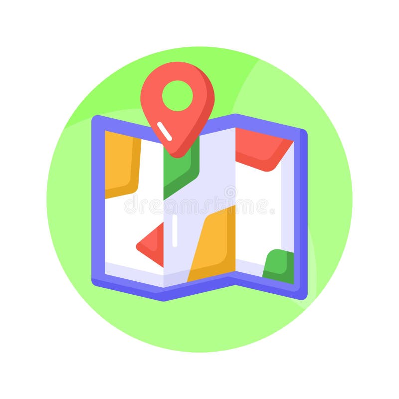 Tri Fold Chart with Location Pointer, Trendy Icon of Map Location Stock ...