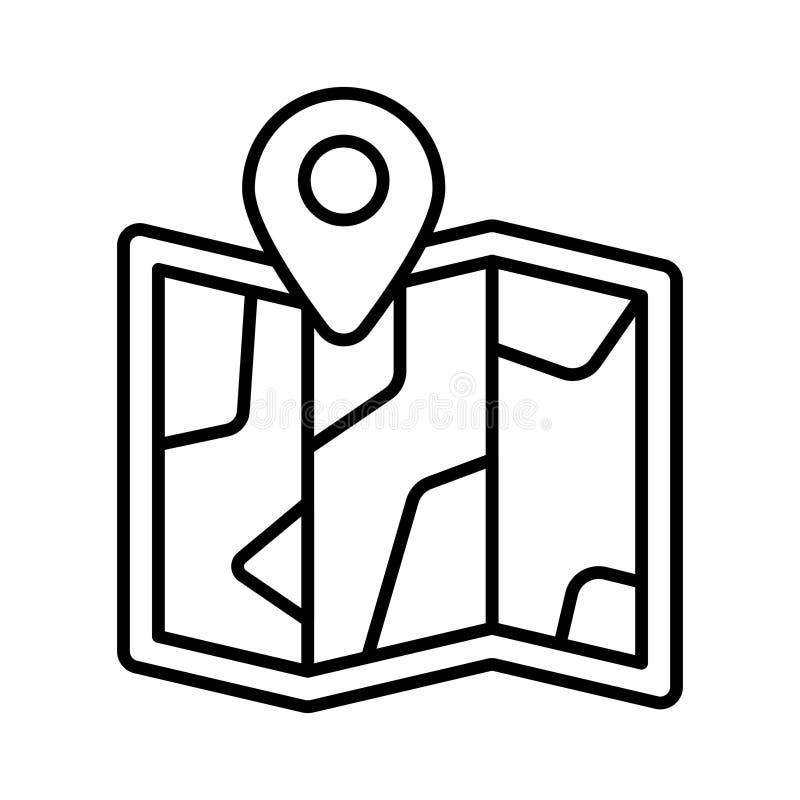 Tri Fold Chart with Location Pointer, Trendy Icon of Map Location Stock ...