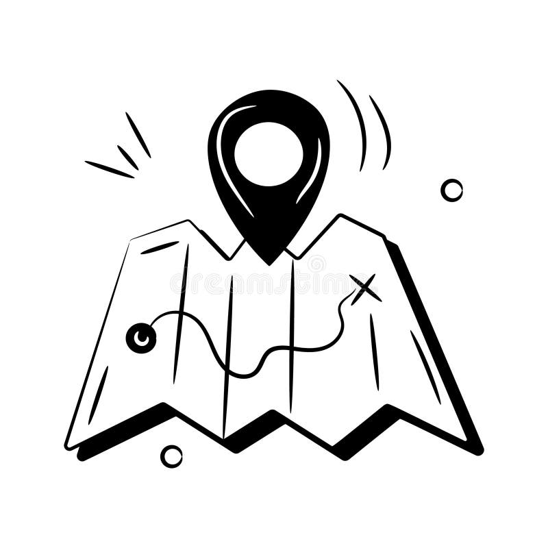 Tri Fold Chart with Location Pointer, Trendy Icon of Map Location Stock ...